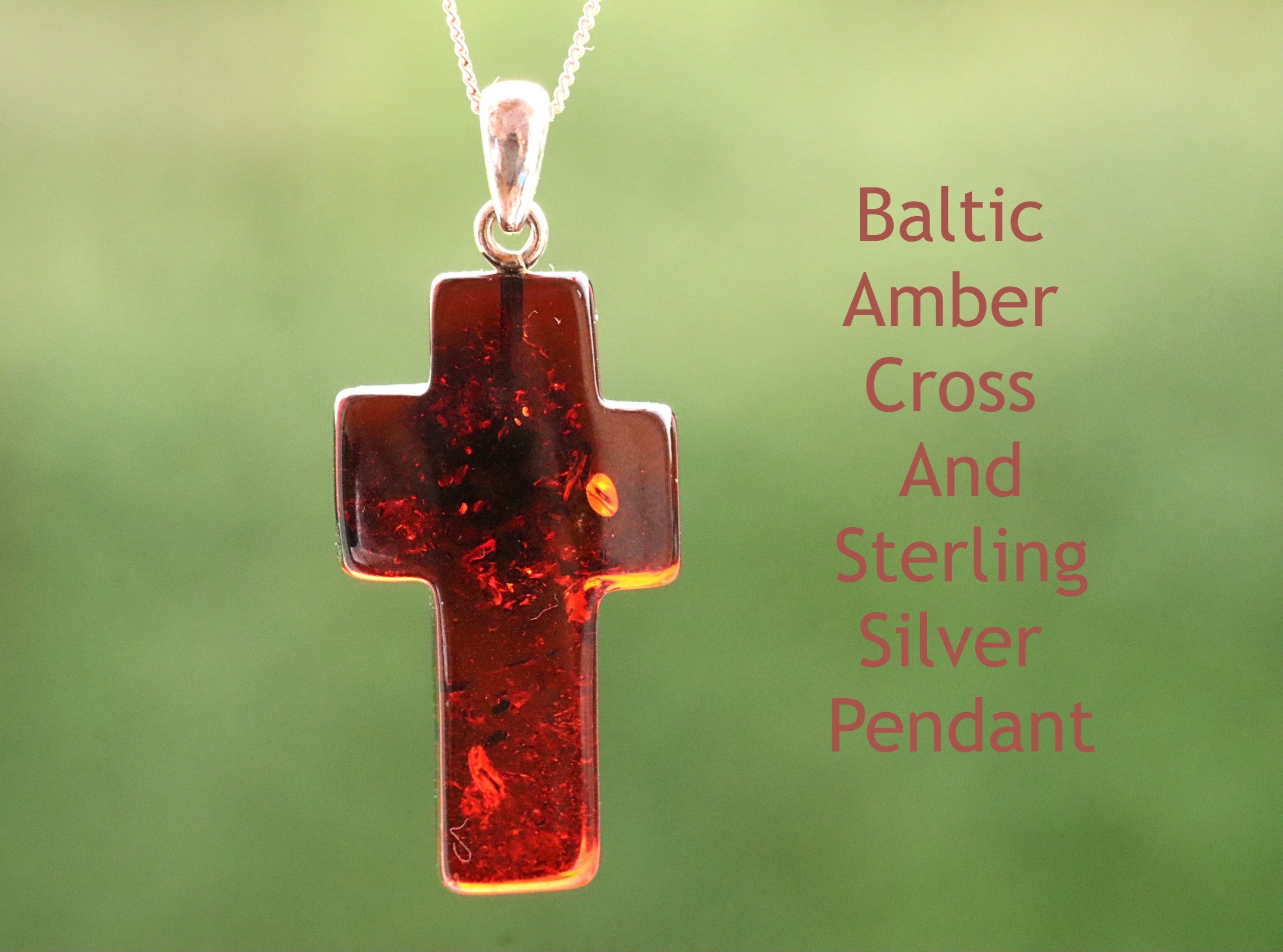 Amber Cross Pendant | Christian Gift - Amber SOS